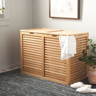 SAFAVIEH Lahiri 2-Compartment Laundry Basket - 34.3 in. W x 17.7 in. D ...