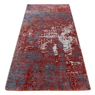 Shahbanu Rugs Maroon Red, Wool, Hand Knotted, Modern Abstract Galaxy ...