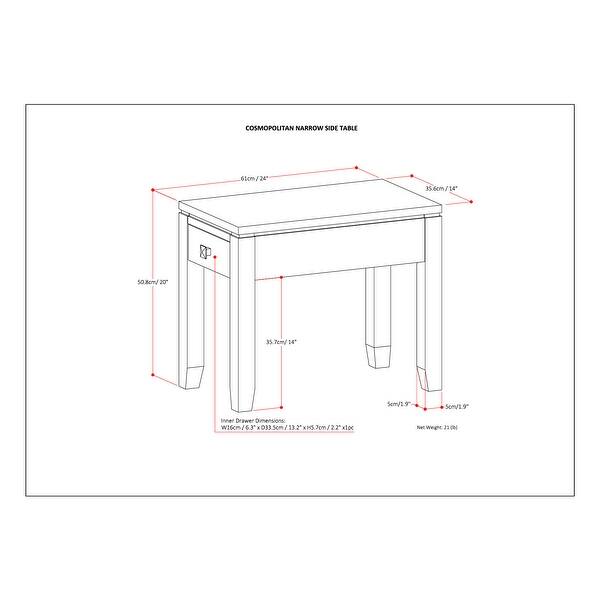 WYNDENHALL Essex SOLID WOOD 14 inch Wide Rectangle Contemporary Narrow ...