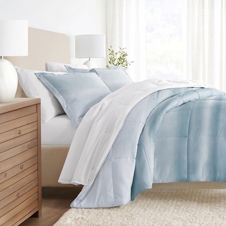 King Size Ocean Waves Patterned Reversible Comforter Set Blue - Bed ...