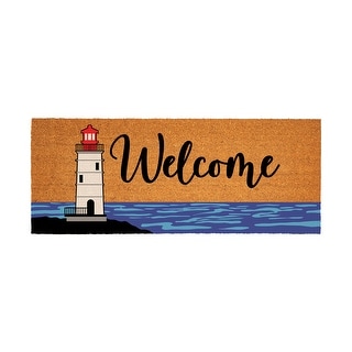 Welcome Red Lighthouse Coastal Coir Mat 60"x24" - 60" x 24" - Bed Bath ...