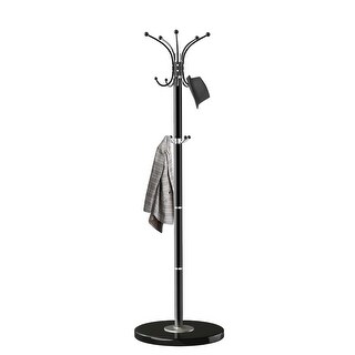 Coat Rack with Natural Marble Base, Metal Freestanding Coat Rack with ...
