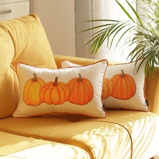 Fall Thanksgiving Decorative Throw Pillow Pumpkins Lumbar Set of 2 ...