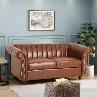Modern PU Upholstered Two-Seater Loveseat Sofa With Birch Wood Legs And ...