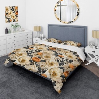 Designart "Vintage Boho Flower Symphony" Green Cottage Bedding Set With ...