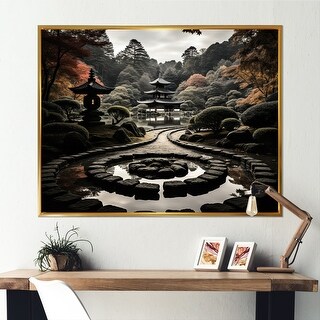 Designart "Japon Art Zen Garden Serenity II" Japanese Framed Canvas ...