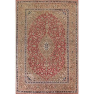 Traditional Vintage Kashan Signed Persian Rug Handmade Wool Carpet - 9 ...