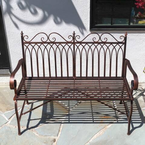 Valley Forge Iron Garden Bench in Antique Bronze - 46.5x22x36.5 ...