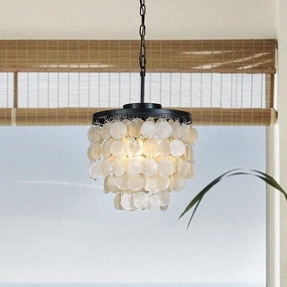 3-Light Indoor Capiz Shell Chandeliers 13" Coastal Decor Pendant ...