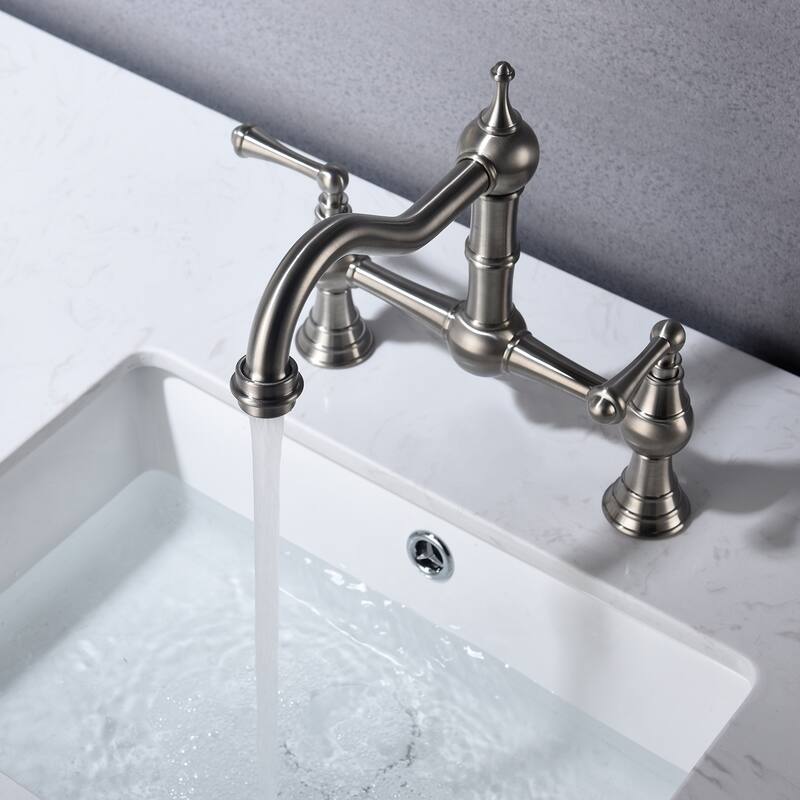 Double Handle Kitchen Faucet with Lever Handles - Overstock - 35642818