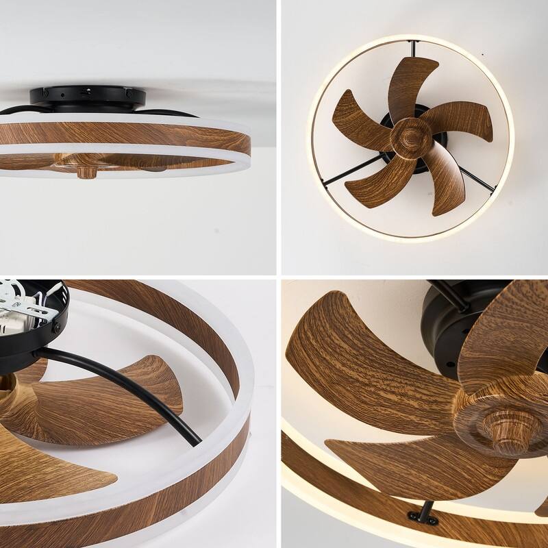 20 in. Indoor Integrated LED Ceiling Fan with Light Flush Mount Low ...