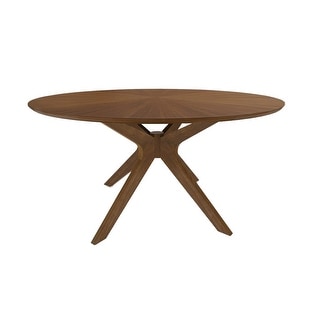 Contemporary 47 Inch Round Wooden Dining Table with Spider Legs, Walnut ...