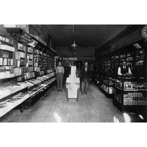 City Book Store Black and White Gallery Wrapped Canvas - Bed Bath ...