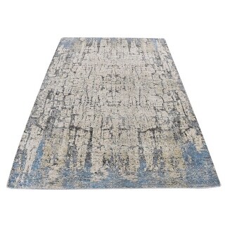 Shahbanu Rugs Parchment White, THE TREE BARK Abstract Design, Hand ...