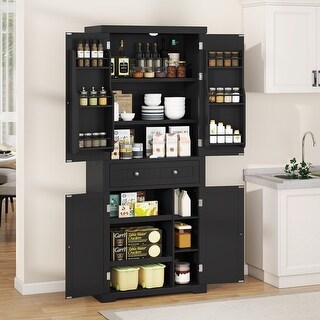Moasis 72" Kitchen Pantry Cabinet Storage Cabinet with Drawer and ...