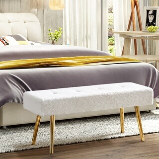 Long Bench Bedroom Bed End Bed Benches With Gold Legs - Bed Bath ...