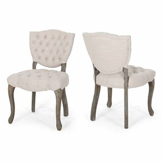 Set of 2 Button Tufted Dining Chair Beige - 21x34 - Bed Bath & Beyond ...