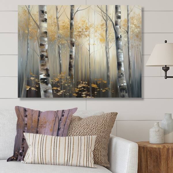 Designart "Birch Tree Dense Forest Iv" Tree Wall Art For Living Room ...