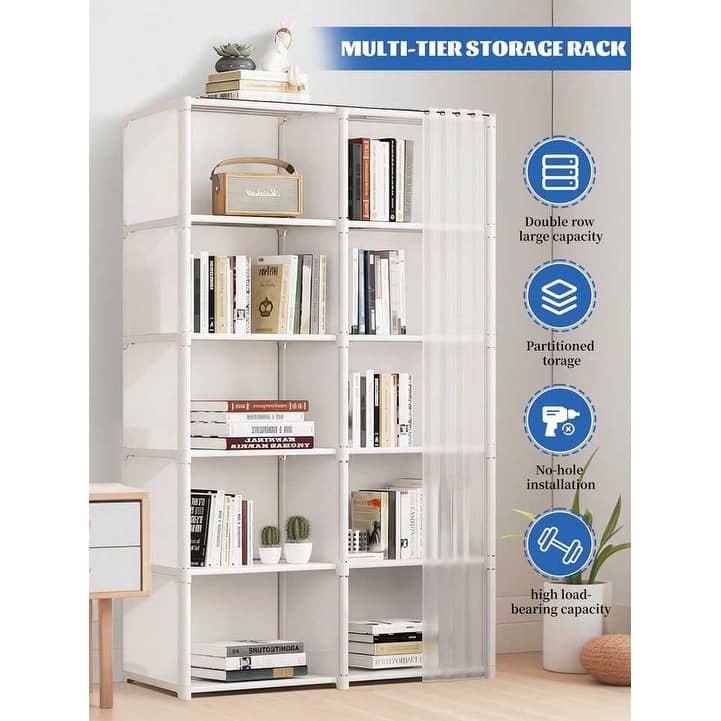 Freestanding Display Cube Bookshelf,Double Row Multi-purpose Storage ...