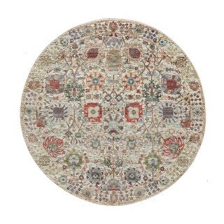 Shahbanu Rugs Arcadia White, Tabriz Vase Hand Knotted with Flower ...