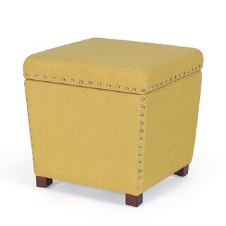 17.5" Storage Ottoman Footrest Stool, Modern Trapezoid Fabric ...