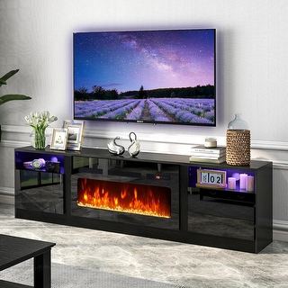 Farmhouse Fireplace TV Stand for 75'' TV, Rustic Farmhouse Fireplace TV Stand for 75'' TV, Rustic