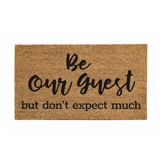 28" x 16" Natural Coir Door Mat, Be Our Guest - 28" x 16" - Bed Bath ...