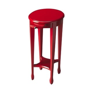 Solid Wood Lightly Distressed Round Accent Table - Red - Bed Bath ...