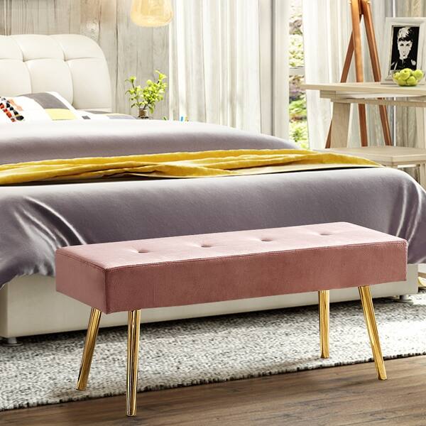 Modern Velvet Bench With Gold Legs - Bed Bath & Beyond - 36999965