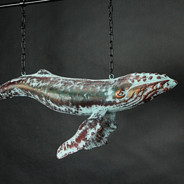 Metal Verdigris Copper Whale Wall Bracket Hanging Sculpture - Bed Bath ...