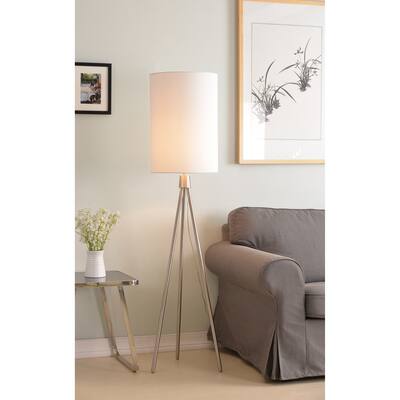 Hugo Brushed Steel Floor Lamp - Overstock - 20538959