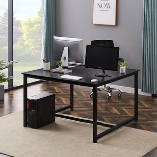 47x47'' Two Person Office Desk Computer Desk Double Workstation -Black ...