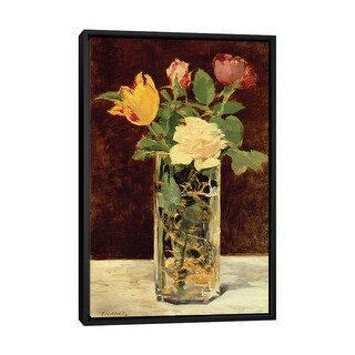 iCanvas "Roses and Tulips in a Vase, 1883" by Edouard Manet Framed ...
