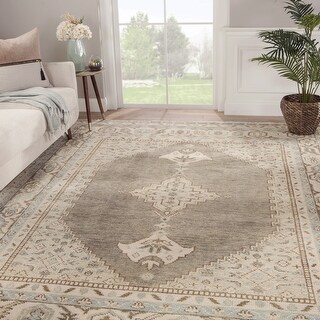 Kalani Hand-Knotted Medallion Blue/ Ivory Area Rug - Bed Bath & Beyond ...