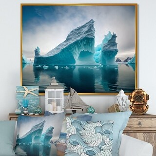 Designart "Floating Majestic North American Iceberg IV" Coastal Framed ...