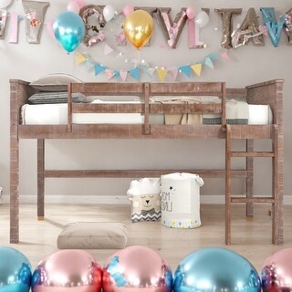 Wood Twin Size Loft Bed with Hanging Clothes Racks - Bed Bath & Beyond ...