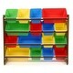 Dark Walnut Kids Toy Storage Organizer with 16 Multi Colored Plastic ...