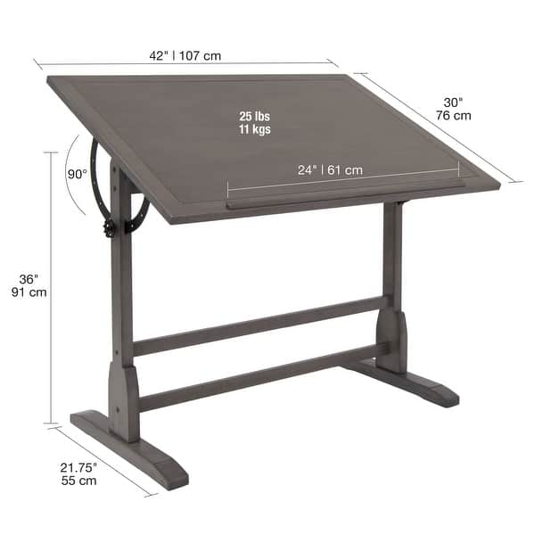 Studio Designs 42-inch Wood Drafting Table with Angle Adjustable Top ...