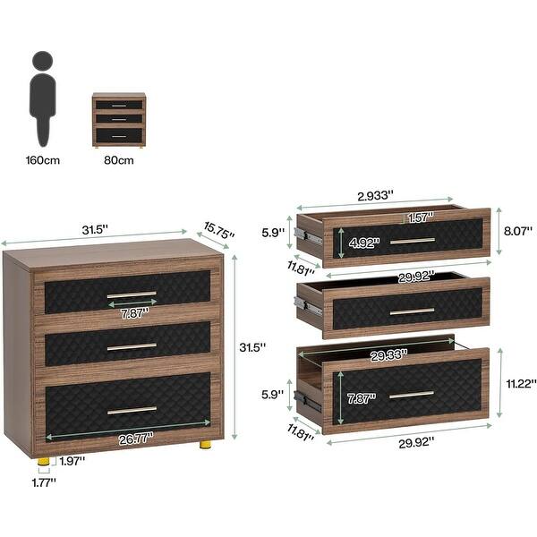 Vintage File Cabinet with PU Leather, Lateral Filing Cabinet for A4 ...