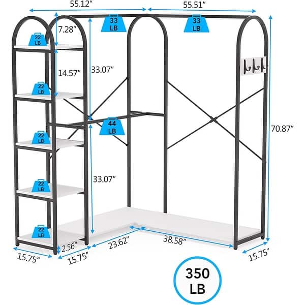 Heavy Duty L Shape Clothes Rack Freestanding Corner Closet Organizer ...