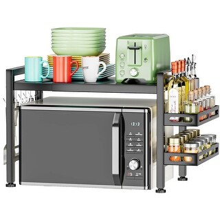 Extendable Microwave Oven Rack - Over Microwave Shelf Countertop 2 Tier ...