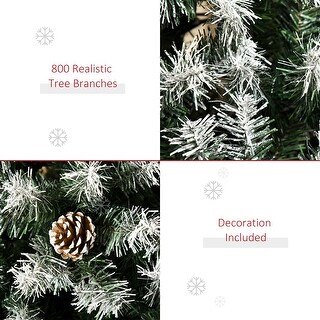 6ft Snow-Dusted Artificial Fir Christmas Tree, 800 Tips and Pinecones ...
