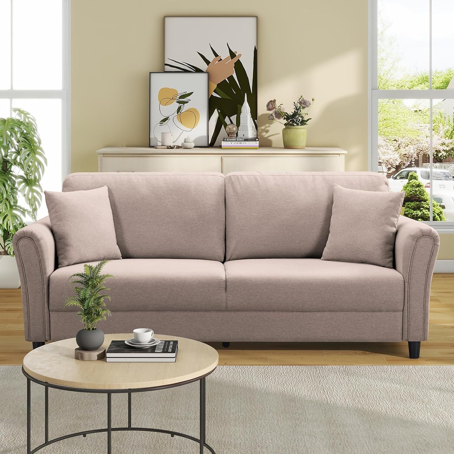 84.6 Inch Cotton Sofa With Footstool Can Be Left And Right ...
