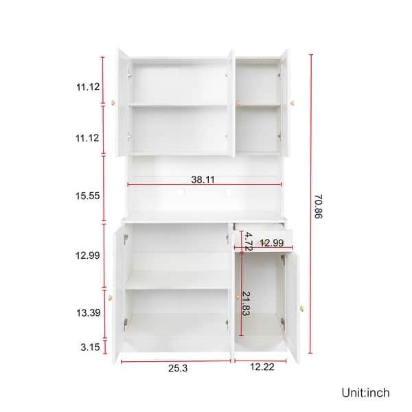 Tall Kitchen Storage Cabinet with 6-Doors, 1-Open Shelves and 1-Drawer ...