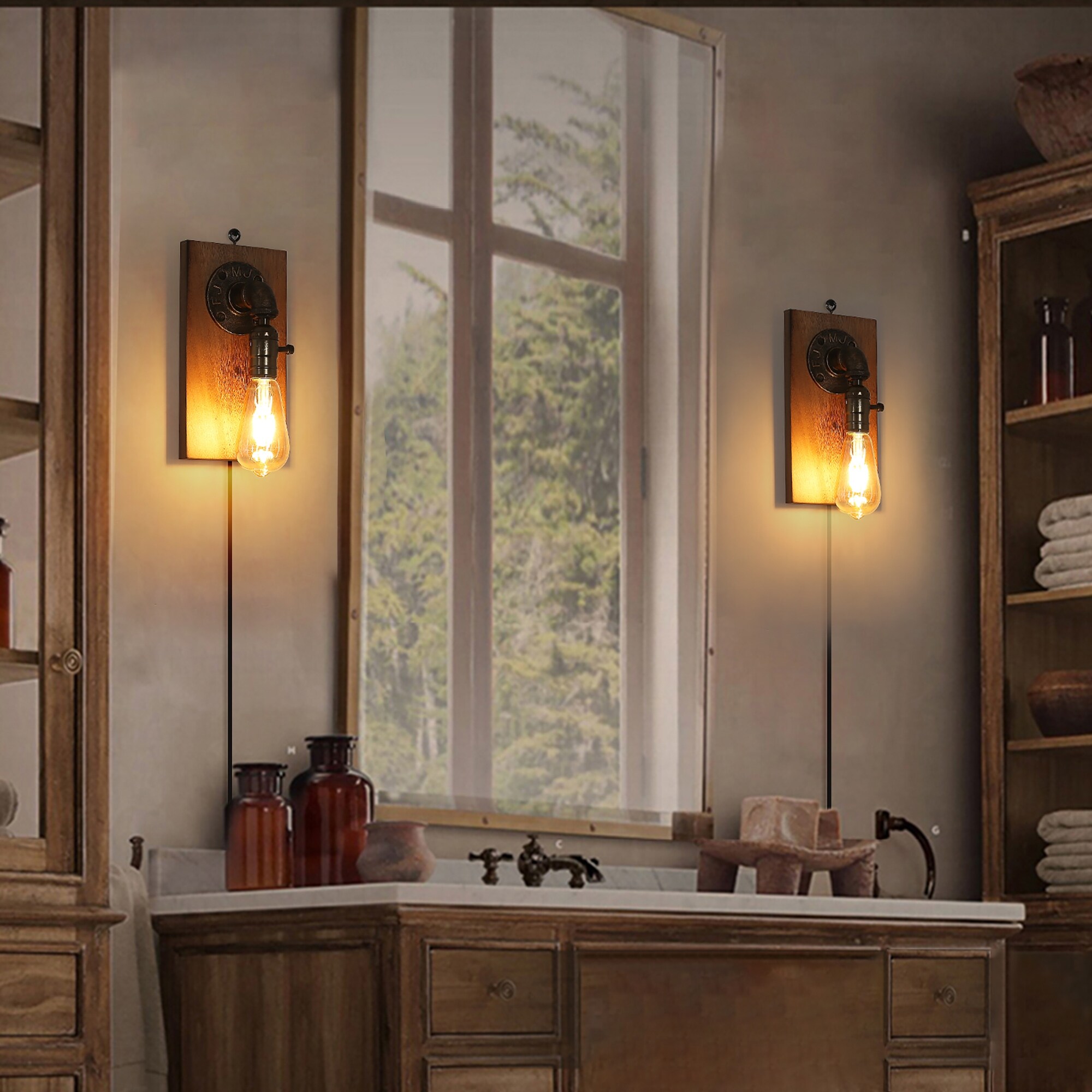 rustic wall lights with switch