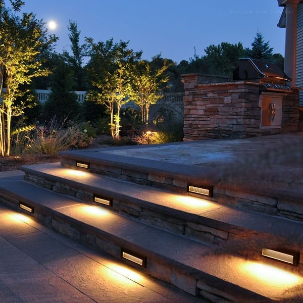 Low Voltage LED Step Lights Outdoor, 12V 3.5W Landscape Stair Lights ...