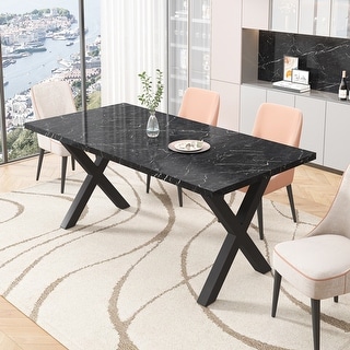 Modern Square Dining Table with X-Shape Table Leg - Bed Bath & Beyond ...