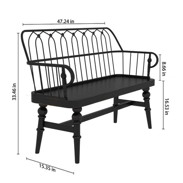 Modern Farmhouse Metal Spindle Back Bench - Bed Bath & Beyond - 43772495