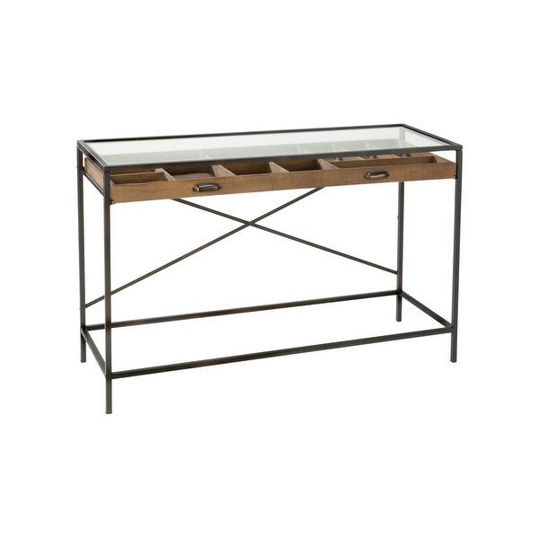 Glass Top Console Table with 1 Wooden Drawer - Bed Bath & Beyond - 31492829