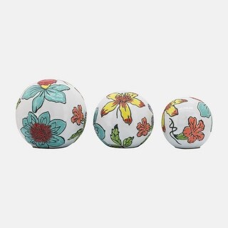 Floral Ceramic Orbs - 6" - Multi-Colored - Set of 3 - Bed Bath & Beyond ...